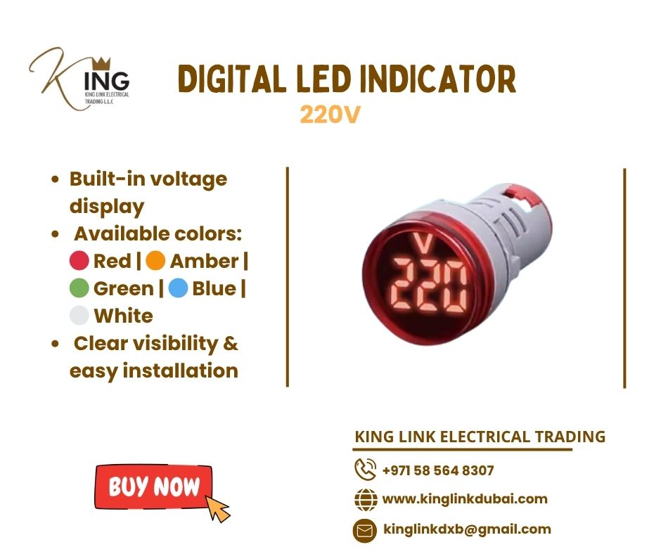 Digital LED Voltage Indicator – 220V - KING LINK ELECTRICAL TRADING L.L.C