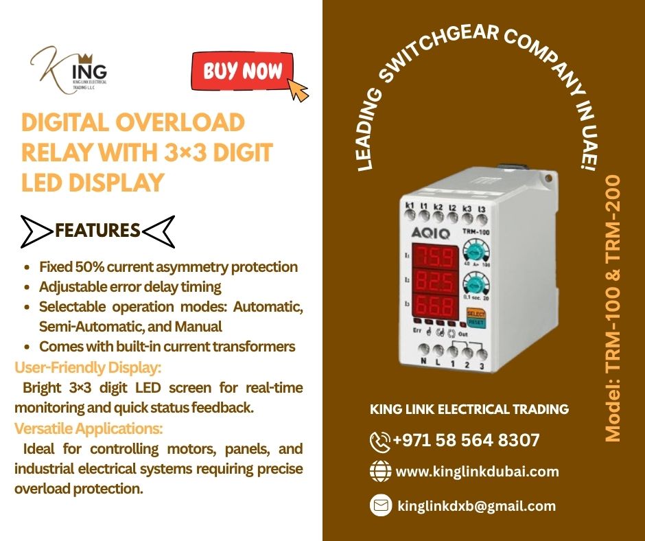 Digital Overload Relay with 3×3 Digit LED Display – KING LINK ELECTRICAL TRADNING L.L.C